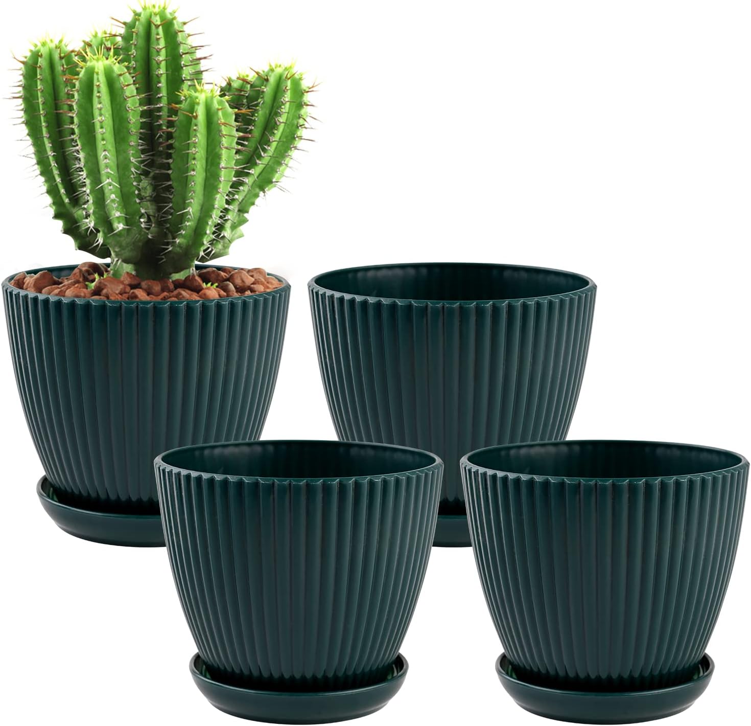 Amazon.com: 4 Pcs Flower Plant Pots Indoor Plastic Plant Pots PP Resin ...