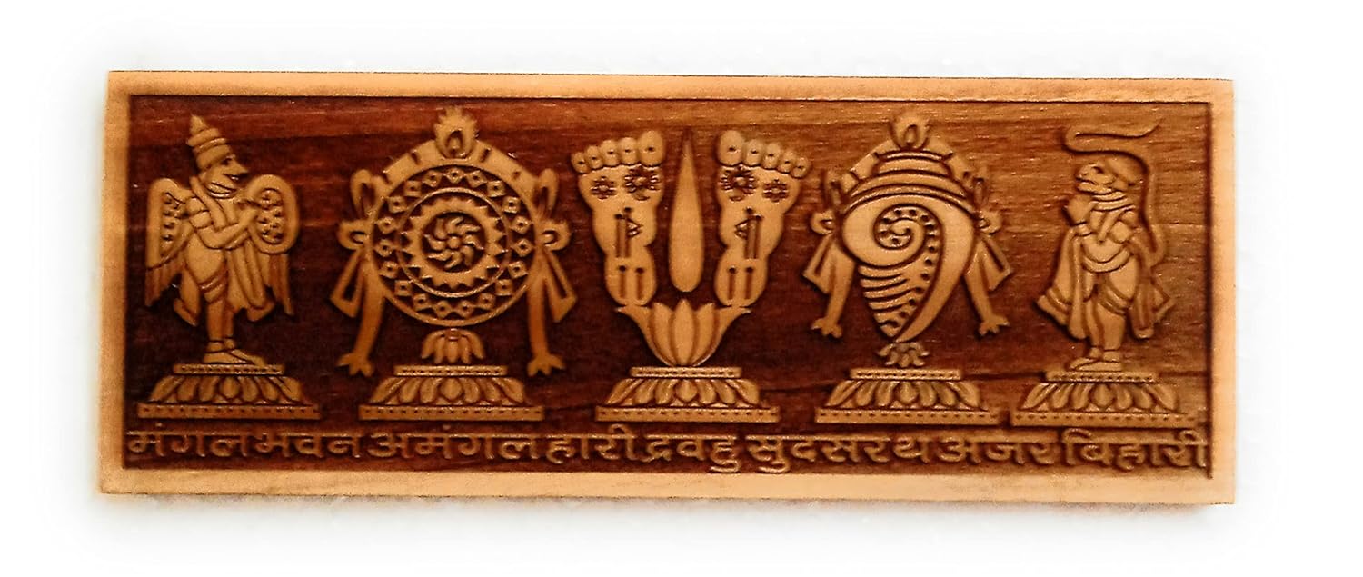 Buy Brass Mart Garud Shank Chakra Wooden Plate with Free Double Tape ...