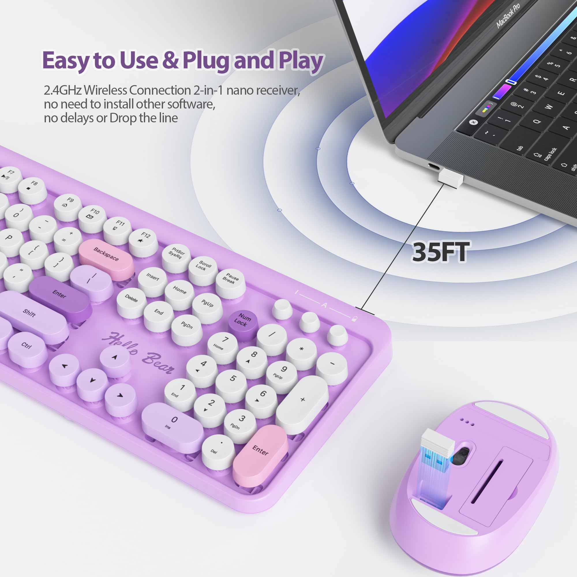 Snapklik.com : Fogruaden Wireless Keyboard And Mouse Combo 2.4GHz Retro ...