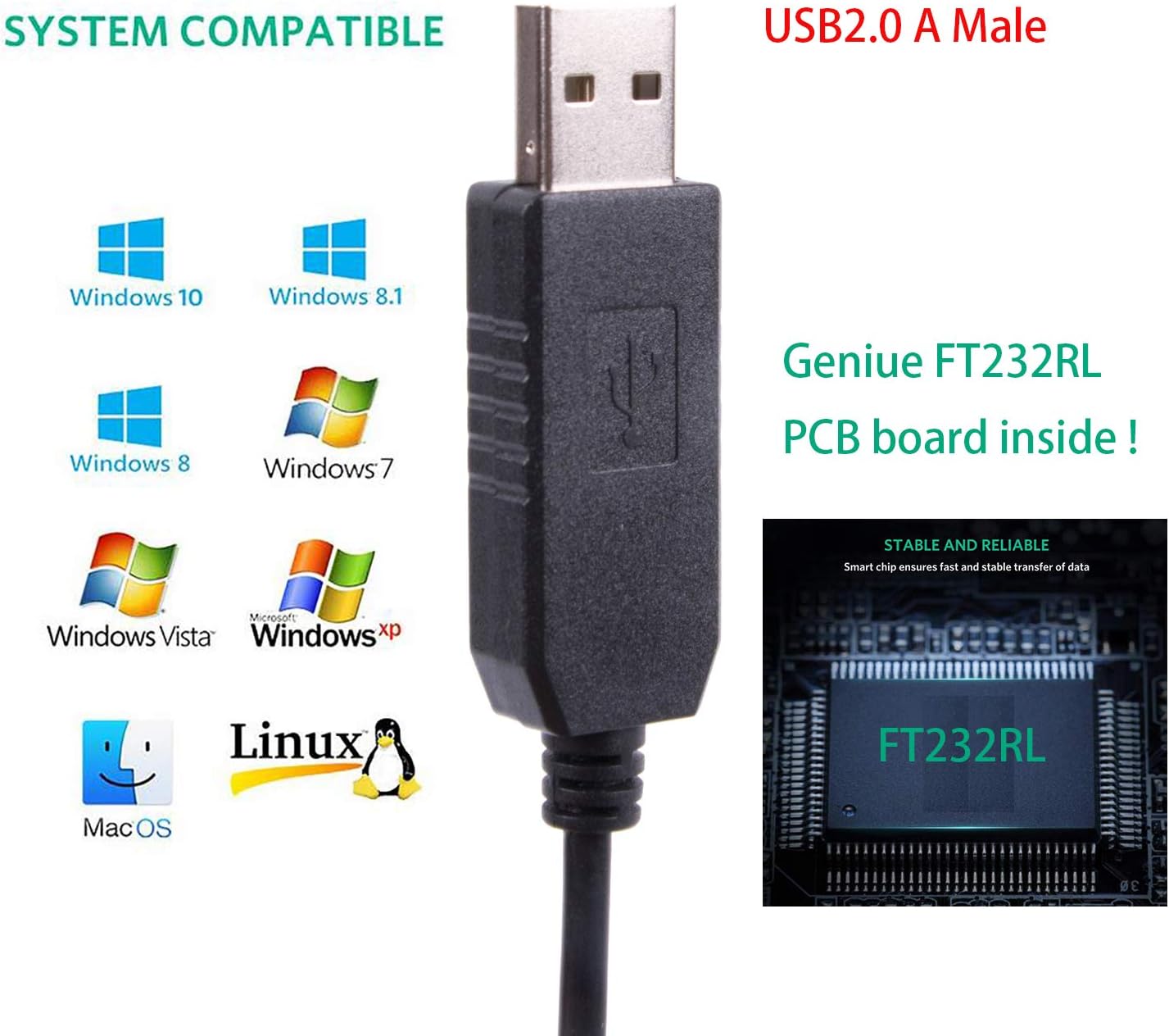 USB to TTL Serial 5V 3.3V Adapter Cable TX RX VCC GND Pinout with 4 Pin ...