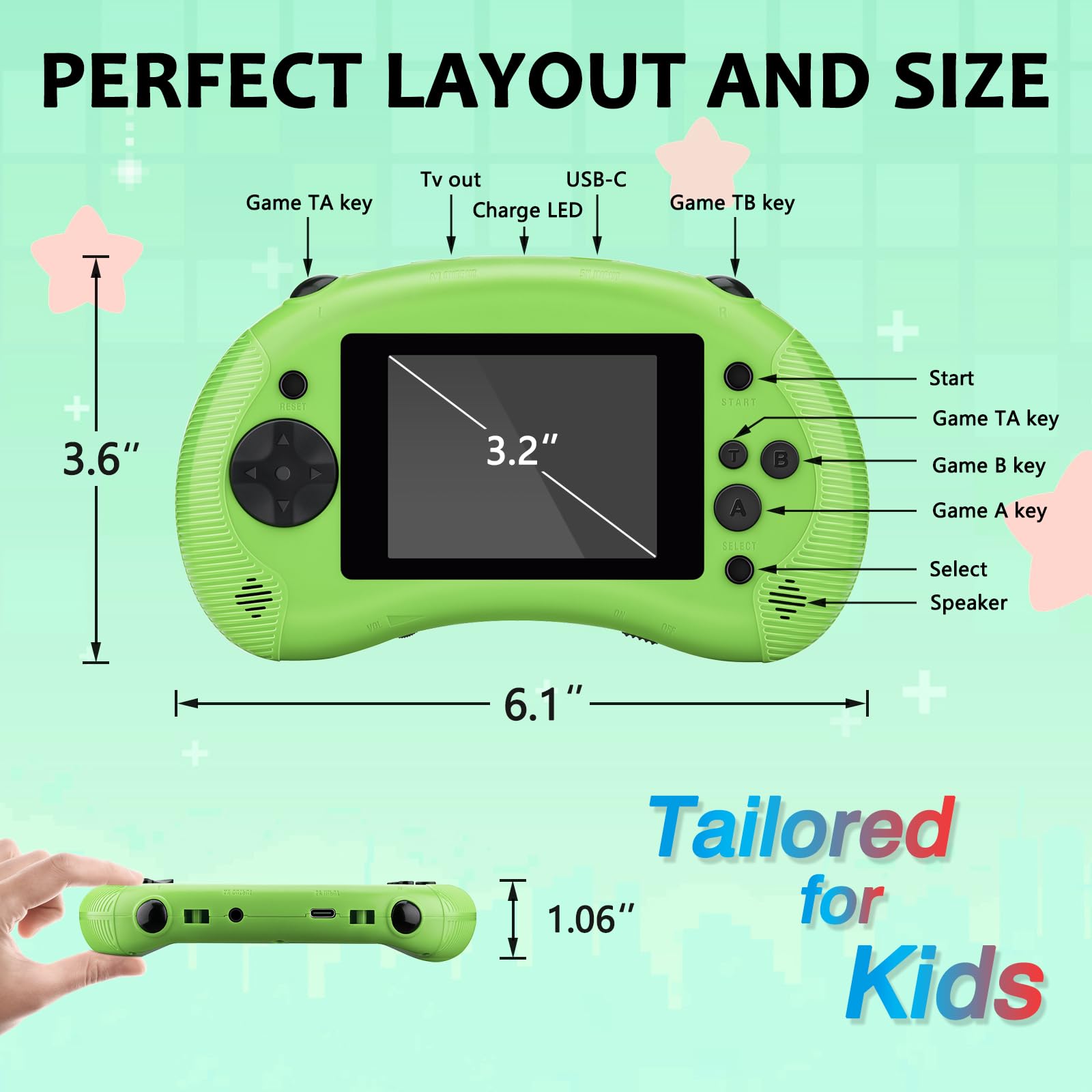 Snapklik.com : TaddToy Portable Handheld Games For Kids 3.2 Screen Game ...