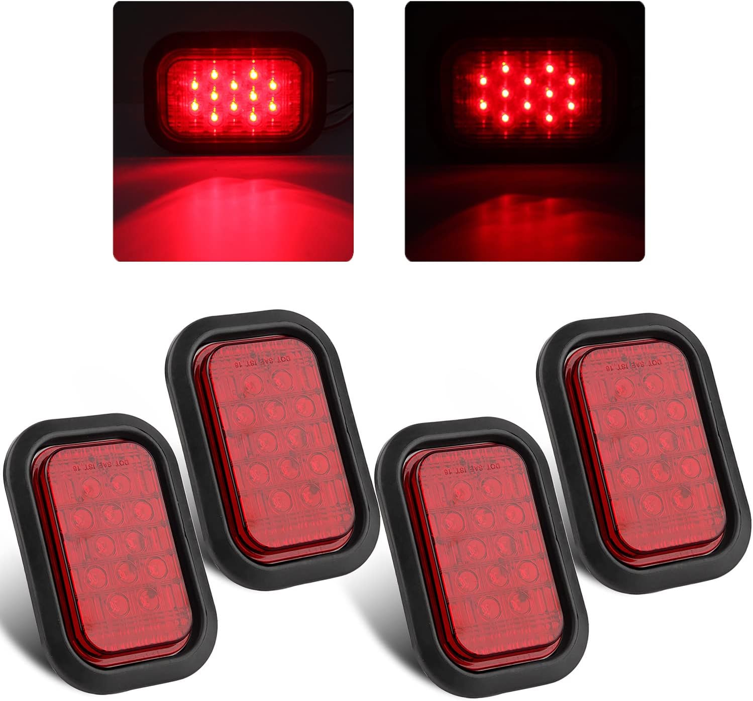 Amazon.com: Partsam 5x3 Led Tail Lights 12 LED Rectangular Truck ...