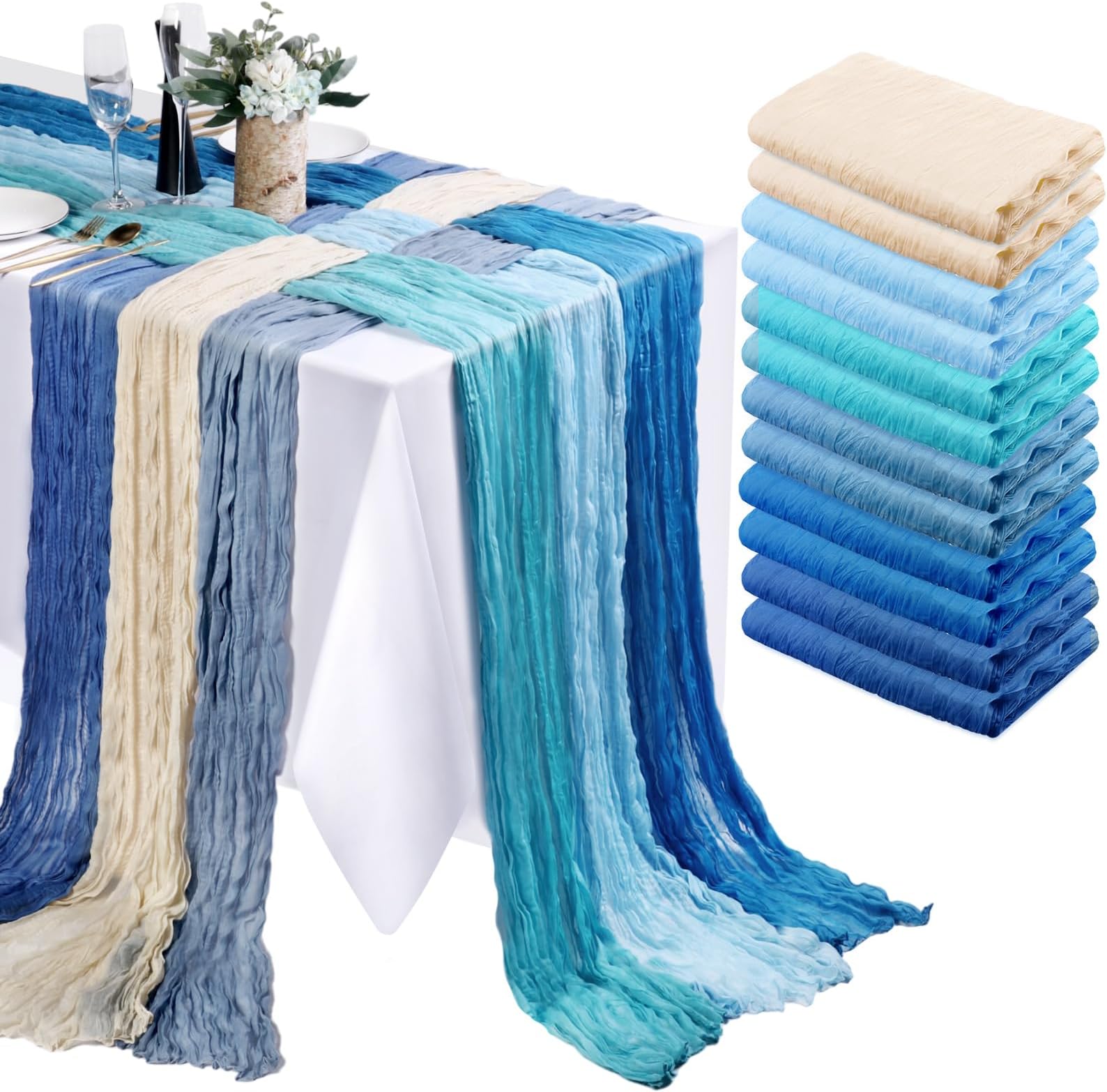 Amazon.com: Hosuly 12 Pcs Cheesecloth Table Runner Boho Gauze Cheese ...
