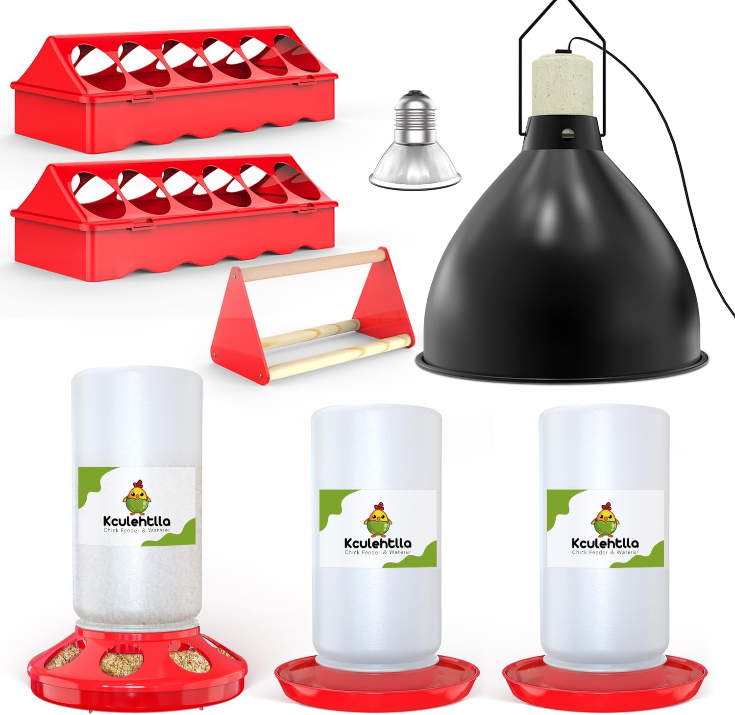 Amazon.com: 7Pcs Baby Chick Supplies with 75W Heat Lamp, Chick Feeder ...