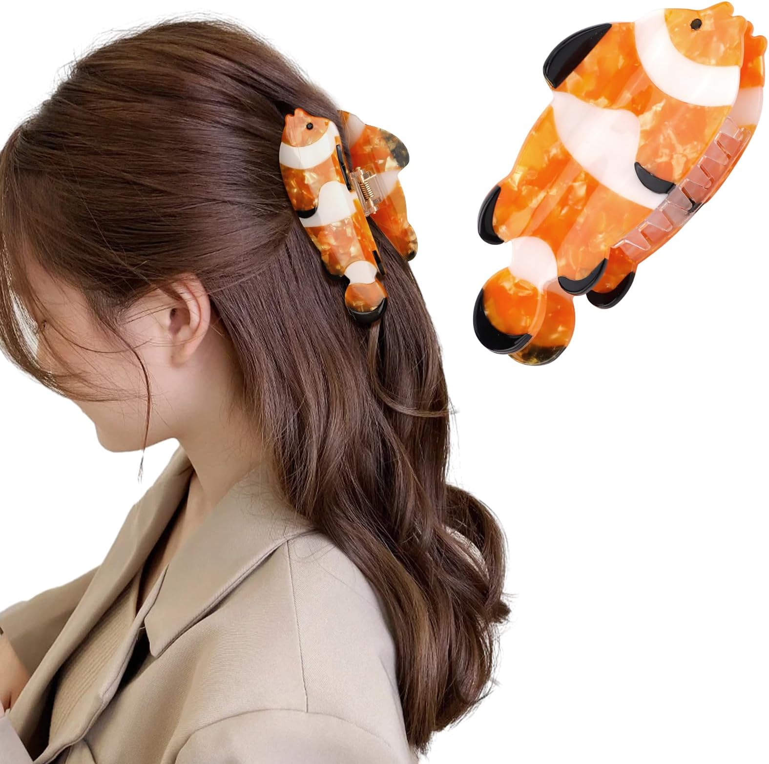 Amazon.com : Hapdoo Clownfish Hair Clips, Cute Animal Hair Claw Clip ...