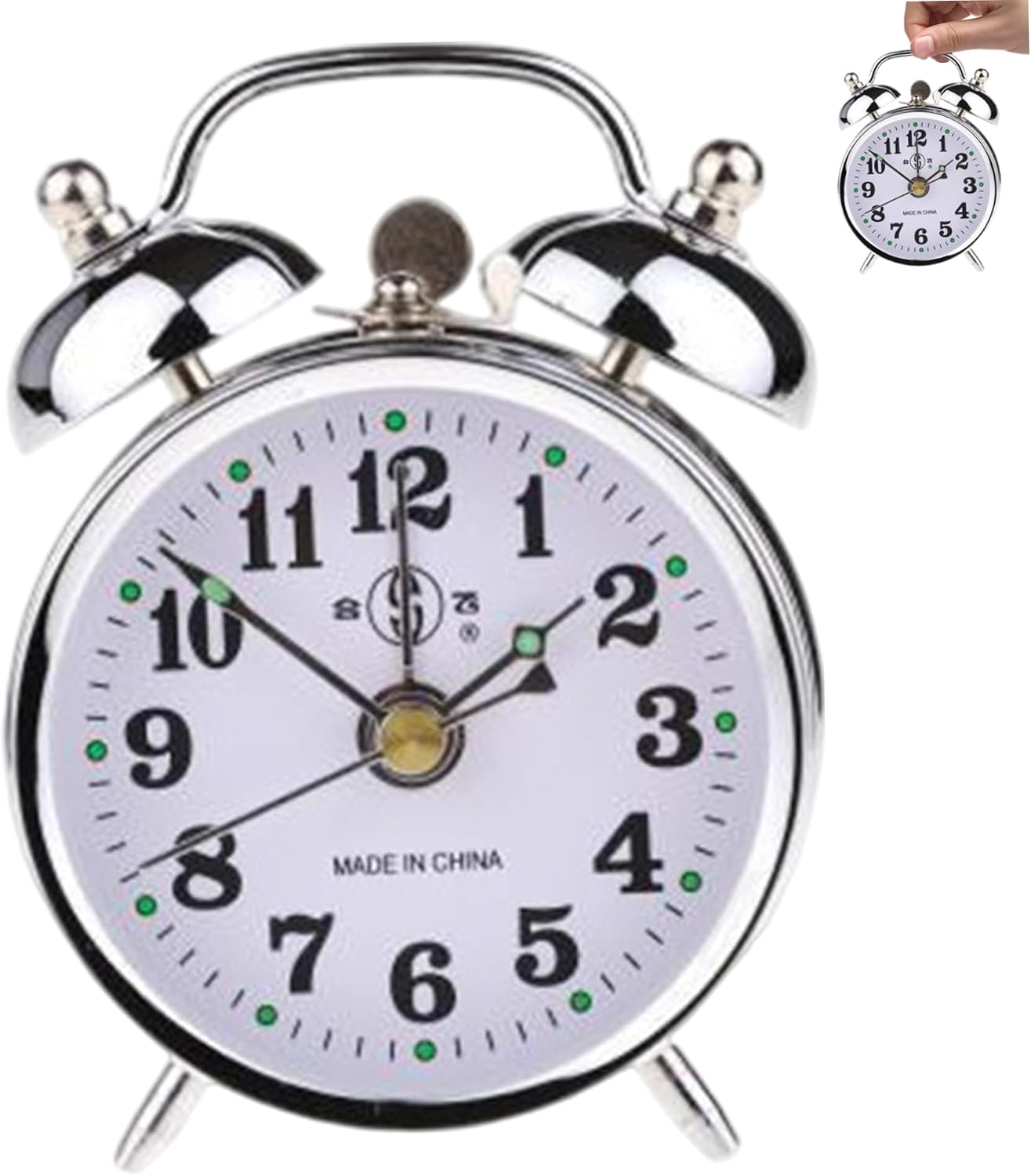 Amazon.com: Hperu Wind Up Alarm Clock, 3.94x1.97x5.51In Silver Fashion ...