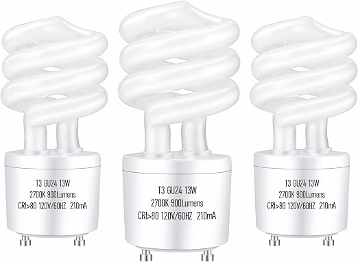 UGOODIS GU24 13Watt 2700K 900lm CFL Light Bulbs, T3 Spiral Gu24 Base 2 ...