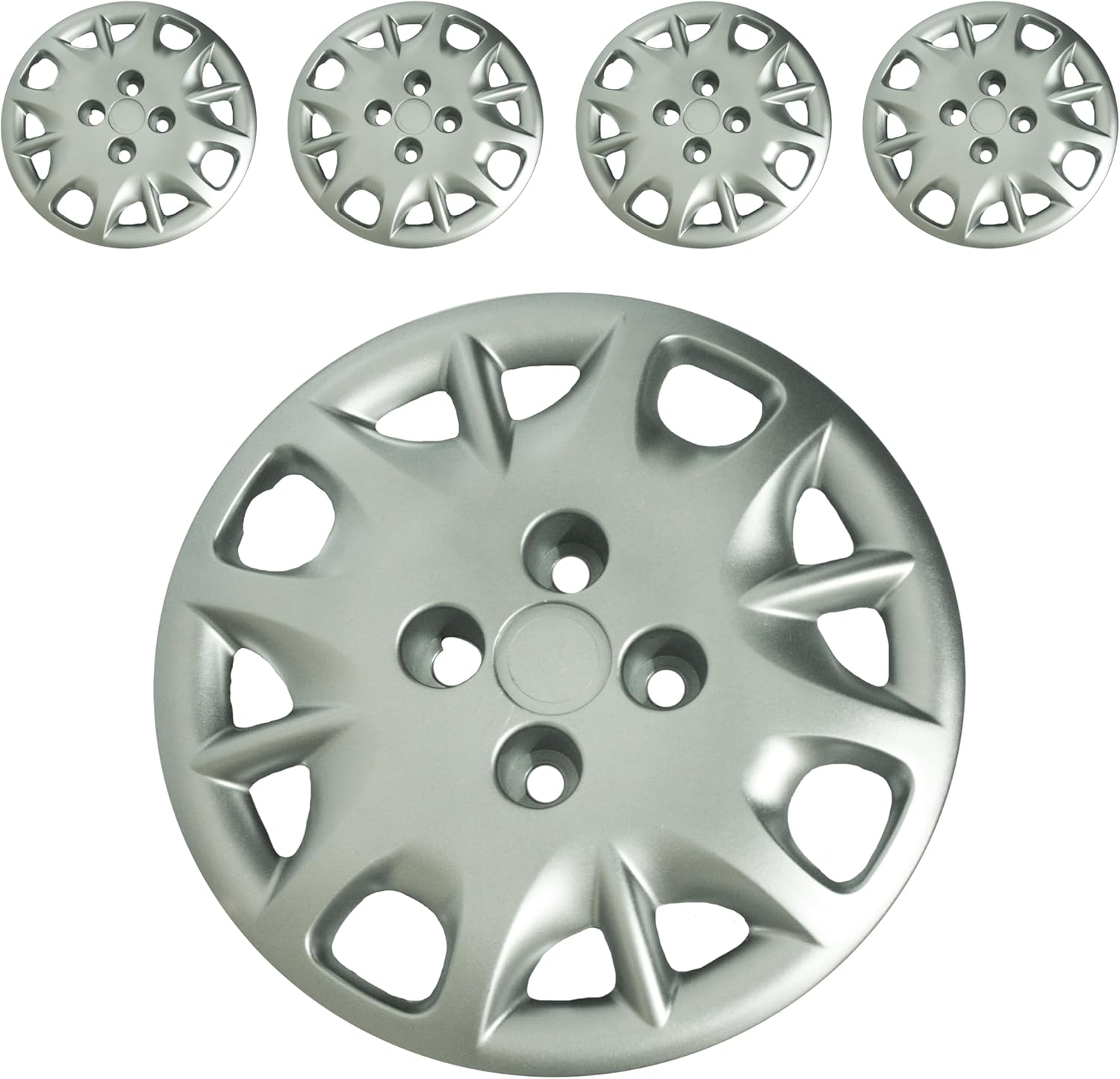 Amazon.com: Set of 4 Wheel Cover 13 Inch Silver Bolt-On 4 Bolt Holes ...