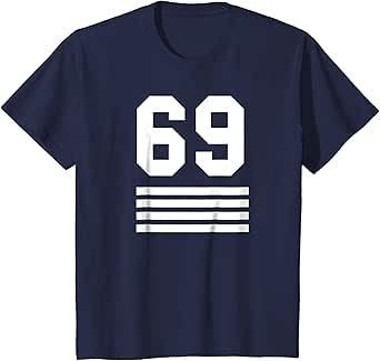 Amazon.com: 69 Sports Jersey Number T-Shirt for Team Fan Player #69 ...