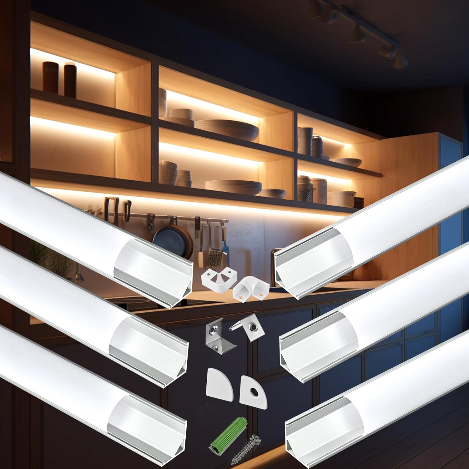 Tiianmai 6-Pack 3.3FT/1Meter V Shape LED Channel Diffuser System with ...