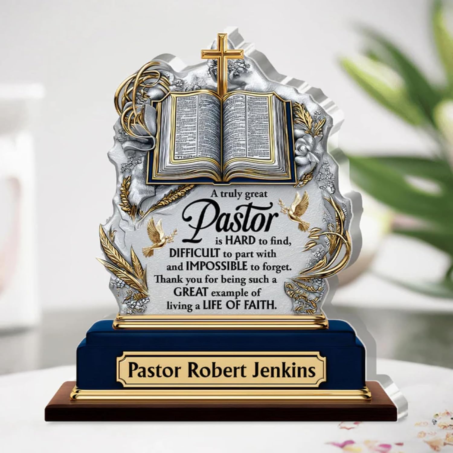 Amazon.com: A Truly Great Pastor - Personalized Custom Shaped Squared ...