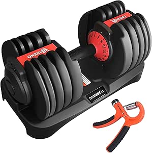 HAKENO 24kg/53LB Adjustable Dumbbell 15 Weight in 1 with Fast Automatic ...