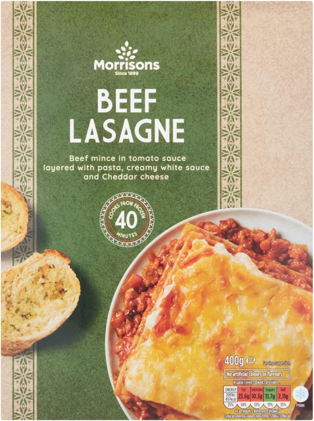 Morrisons Italian Beef Lasagne, 400g (Frozen) : Amazon.co.uk: Grocery
