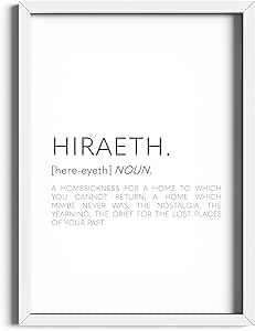 ETEKNIC Hiraeth Definition Print Inspirational Wall Art Welsh Word ...