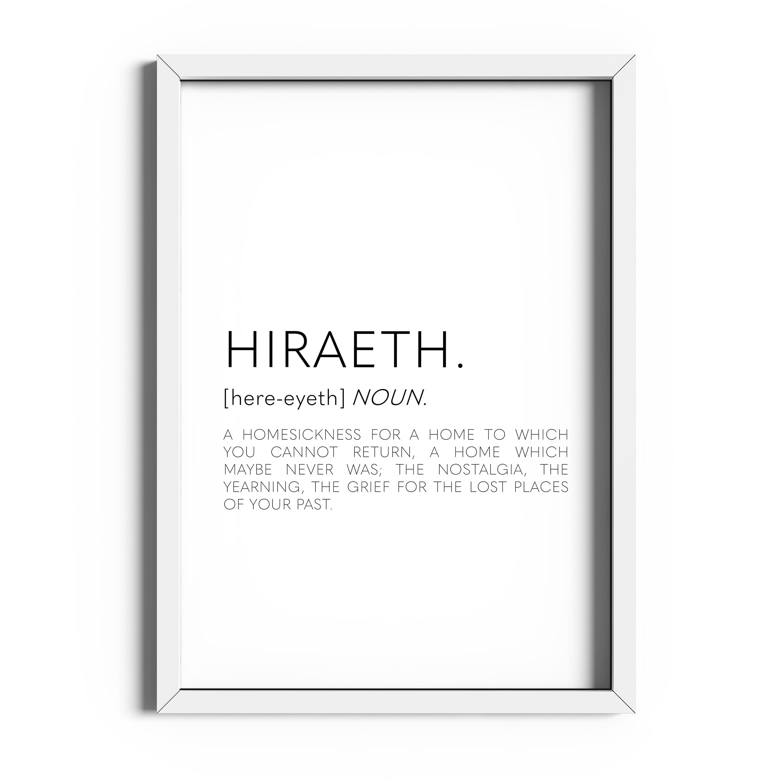 ETEKNIC Hiraeth Definition Print Inspirational Wall Art Welsh Word ...