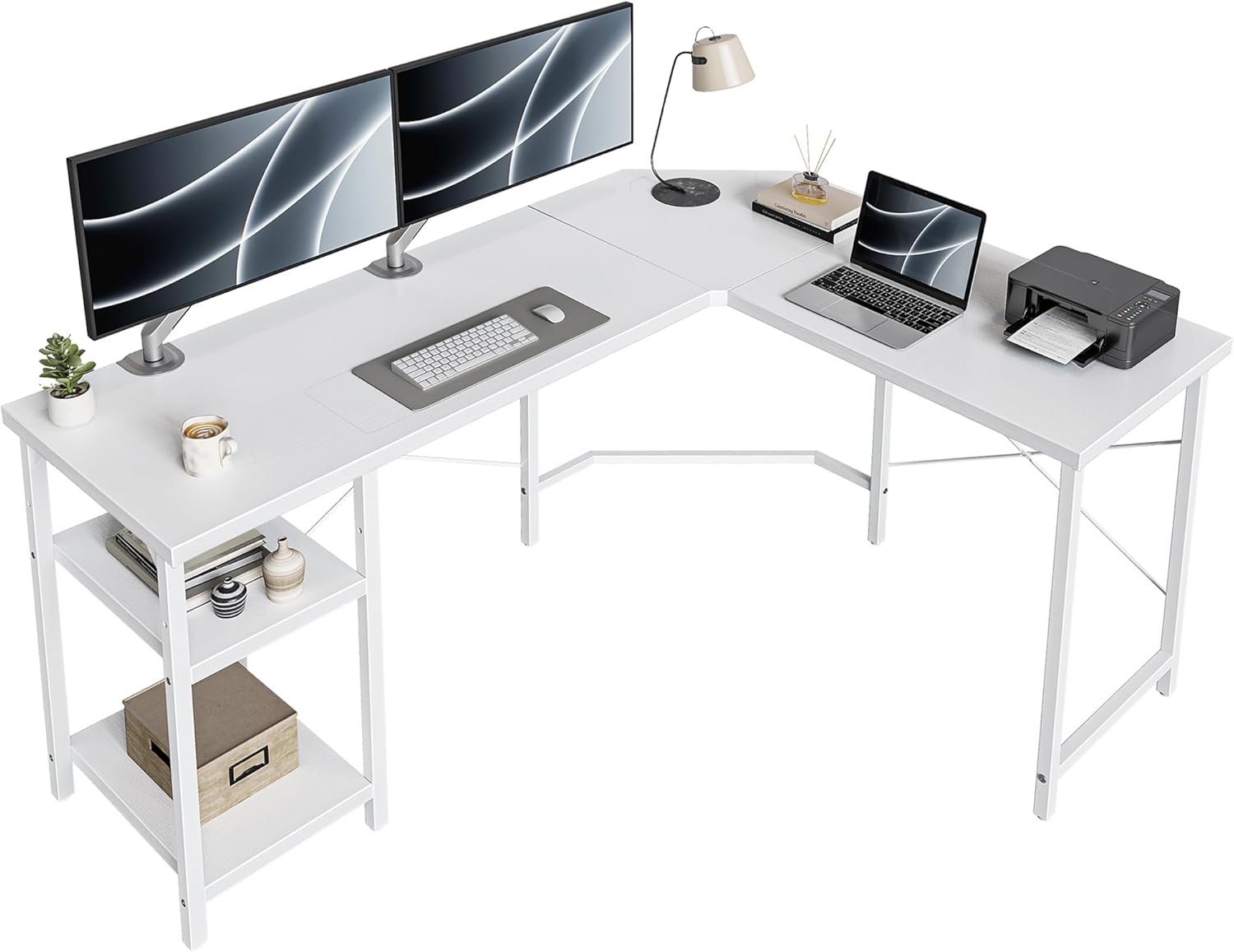 CubiCubi L Shaped Computer Desk, 150 cm Industrial Office Desk with ...