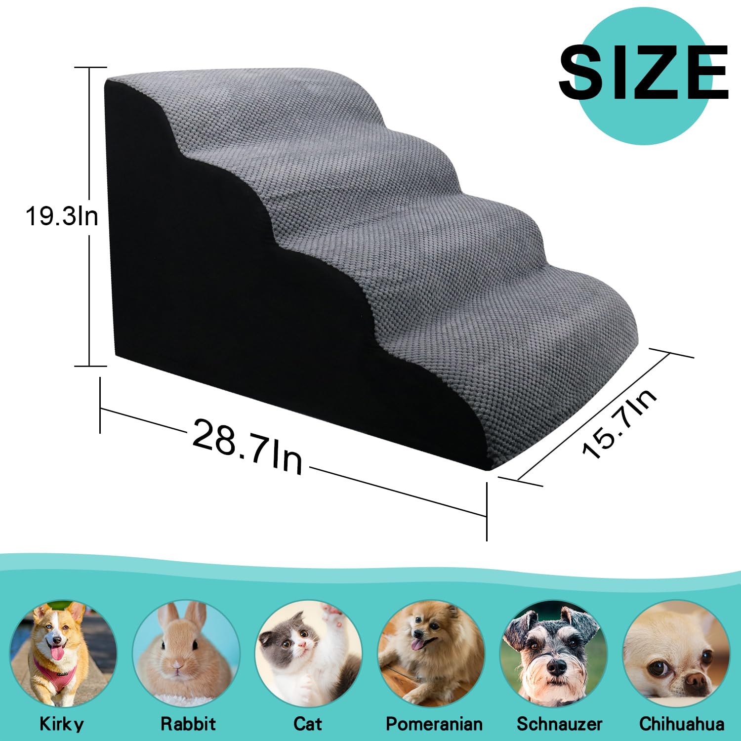 Dog Stairs for Small Dogs, Dog Steps for High Bed and Couch Bed, Pet ...