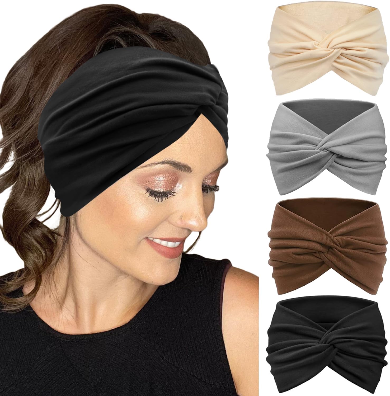 Amazon.com : AQOKKA 8 Pack Wide Headbands for Women Knotted Head Bands ...