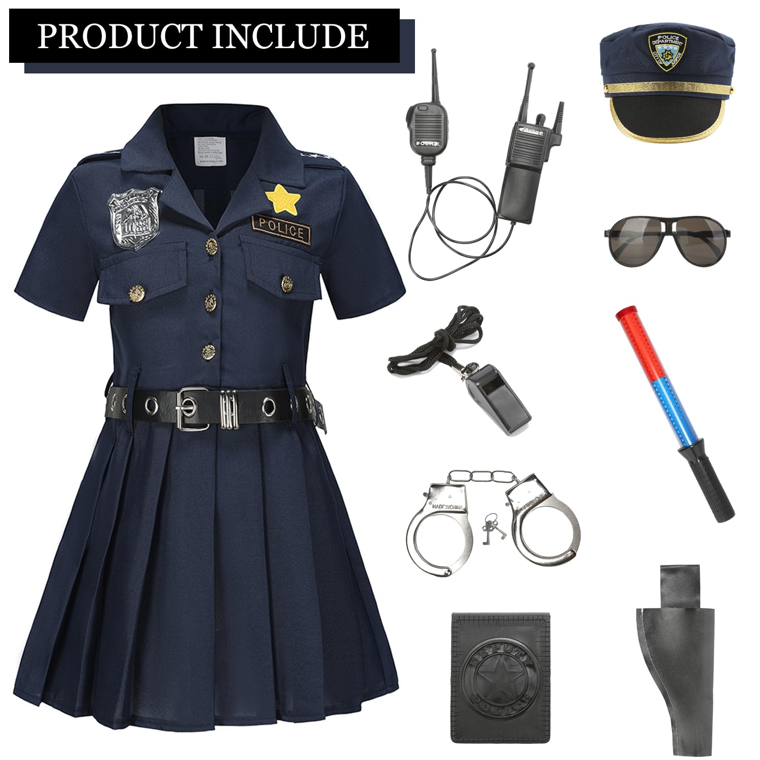 Snapklik.com : IBQ Halloween Police Officer Costume Dress Girls Kids ...