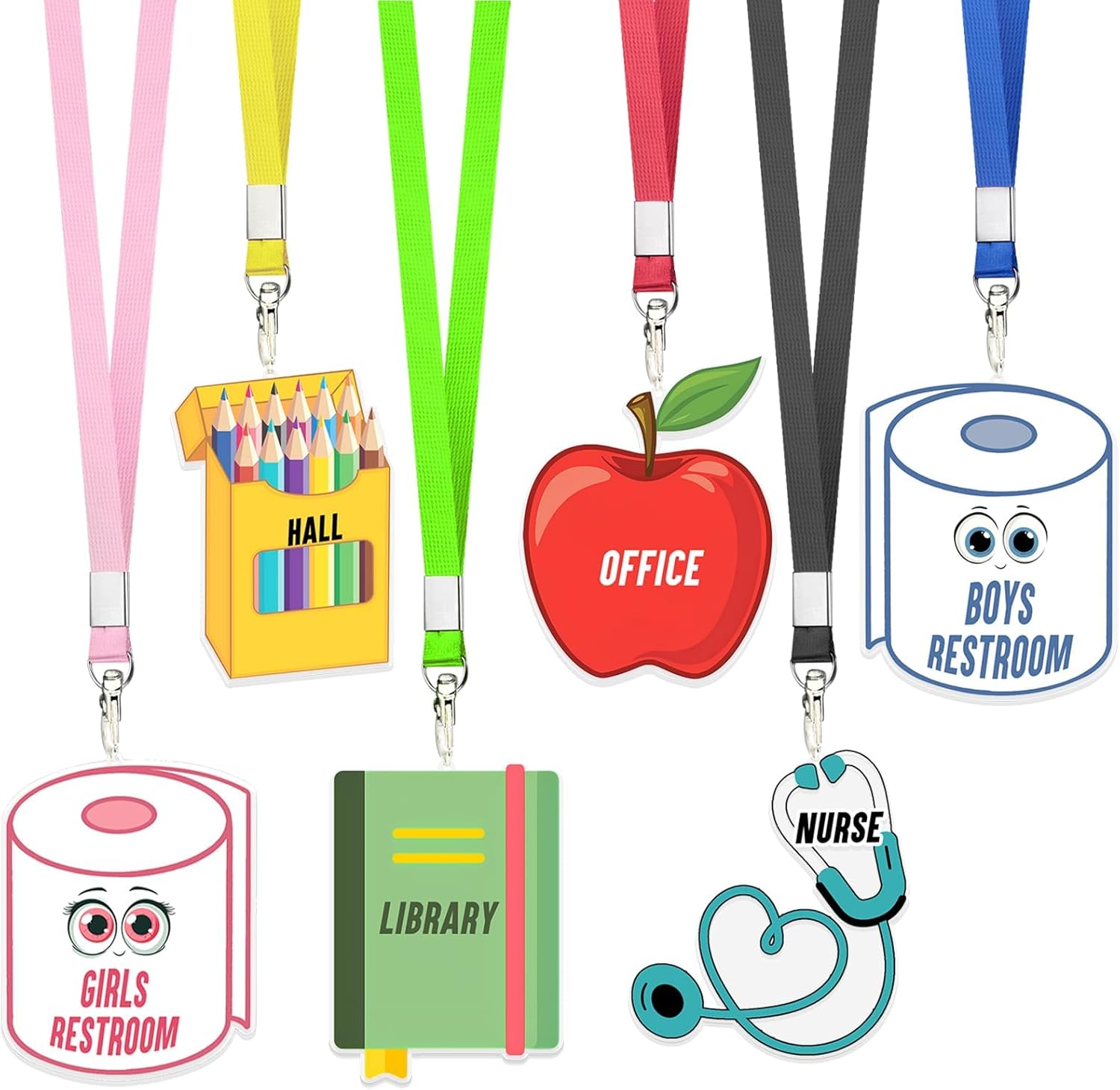 Amazon.com: 6 Pcs Back to School Acrylic Hall Pass Lanyards Classroom ...
