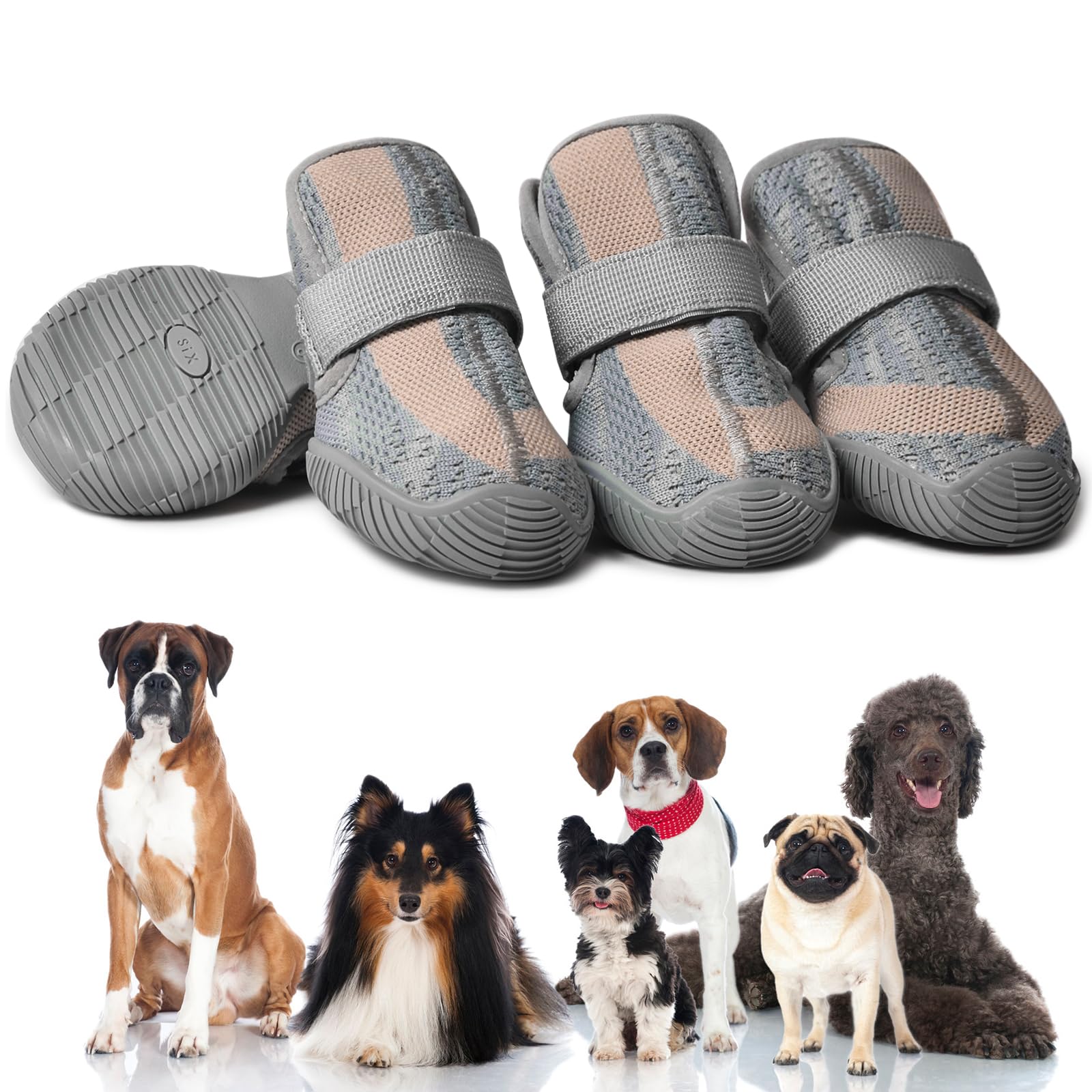 Amazon.com : PETQYS Dog Shoes,Mesh Breathable Dog Boots for Walking ...