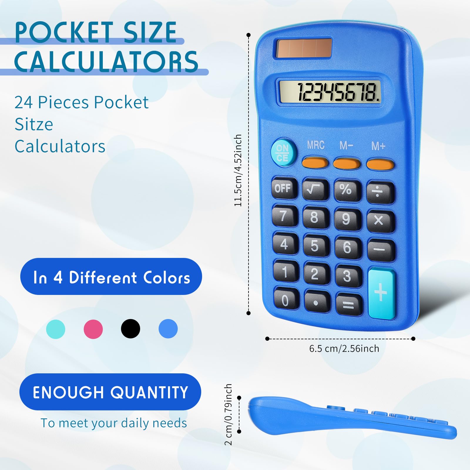 Snapklik.com : 24 Pcs Pocket Size Basic Calculators Dual Powered ...