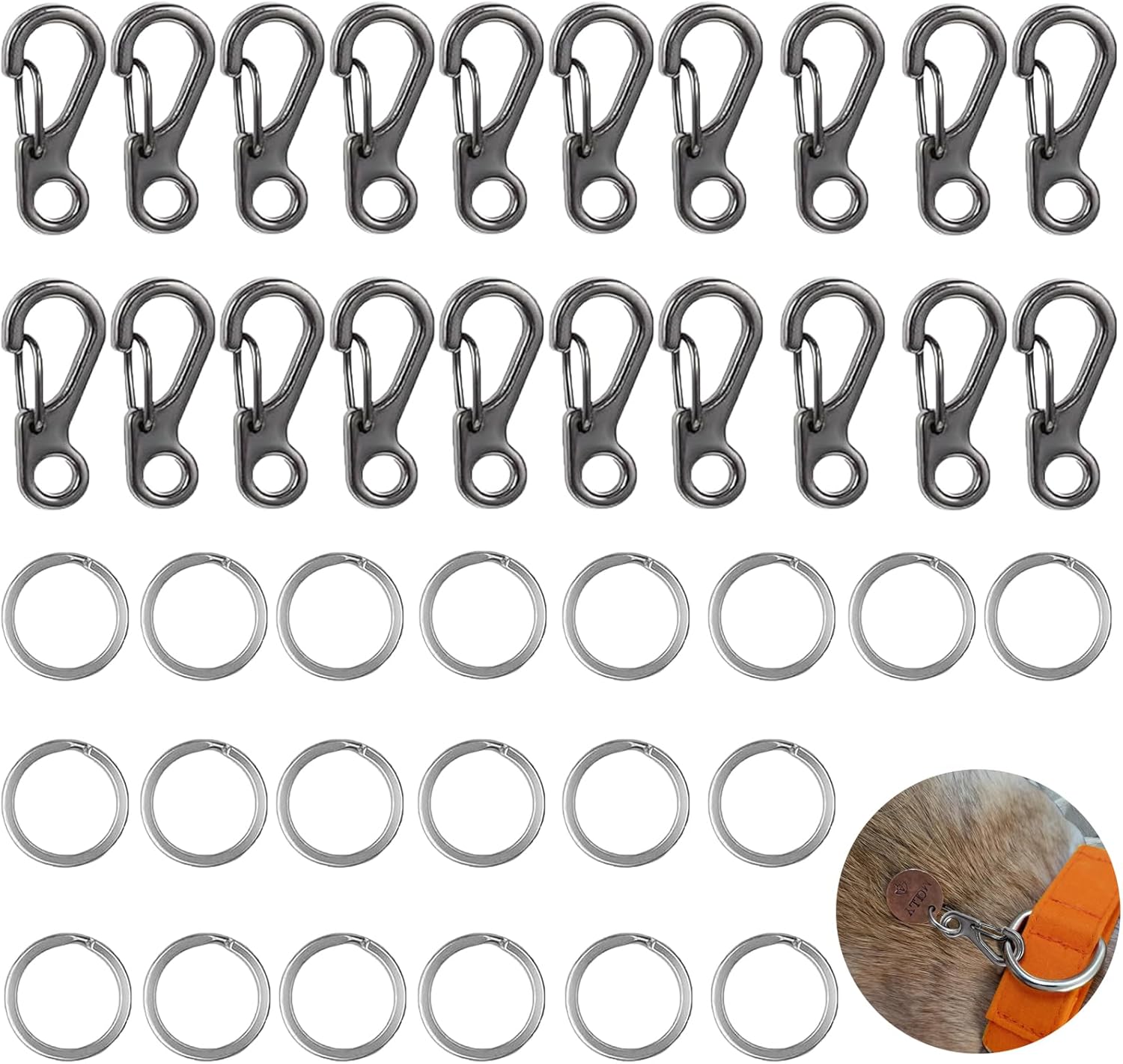 40 Pcs Mini Carabiner Clip, Gunmetal Keyring Carabiner Aluminum Small ...