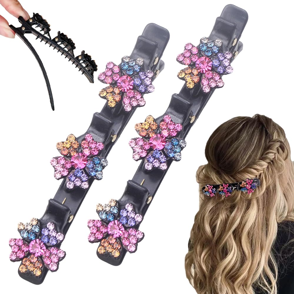 Amazon.com : 2 Pcs Sparkling Crystal Stone Braided Hair Clips, 2024 New ...