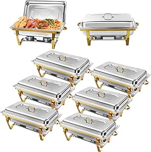 Amazon.com: 8QT Chafing Dish, Elegant Gold and Silver Colors Stainless Steel Chafing Dish Buffet ...