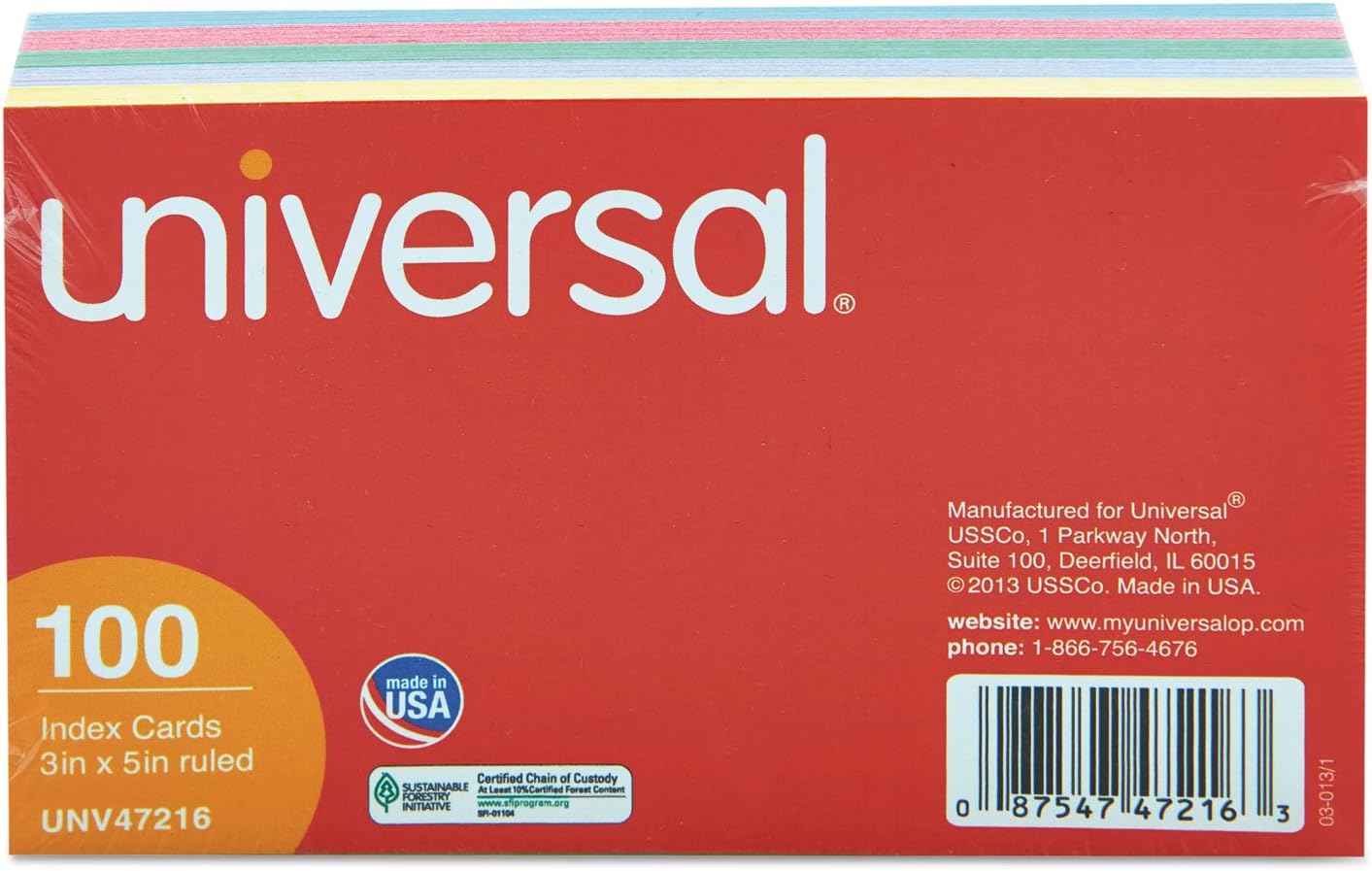 Amazon.com: Universal Index Cards 3 x 5 Blue/Salmon/Green/Cherry/Canary ...