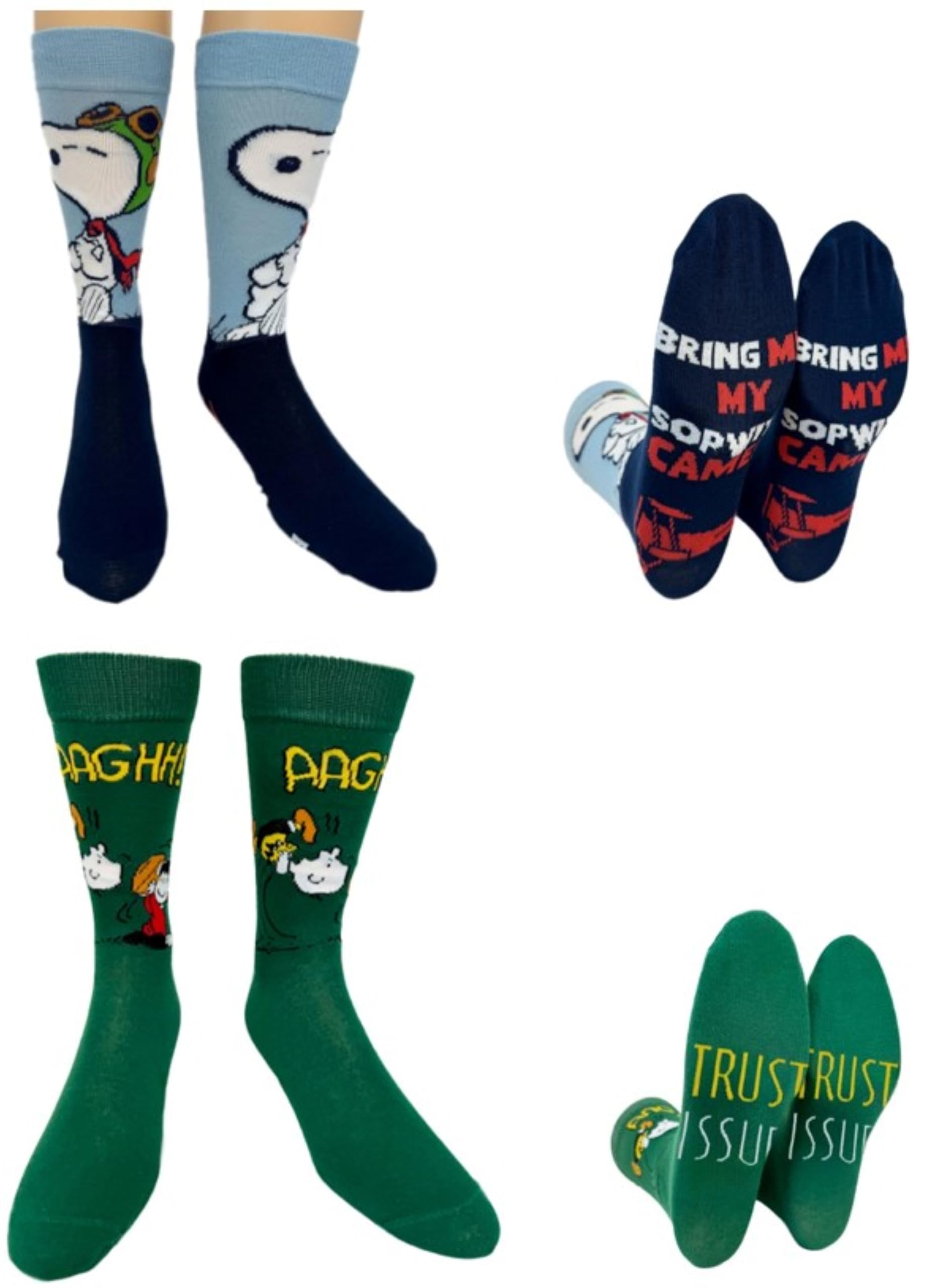 Amazon.com: Hyp “Sock Talk” Peanuts 2 pack Men's Socks. 2 pair Flying ...