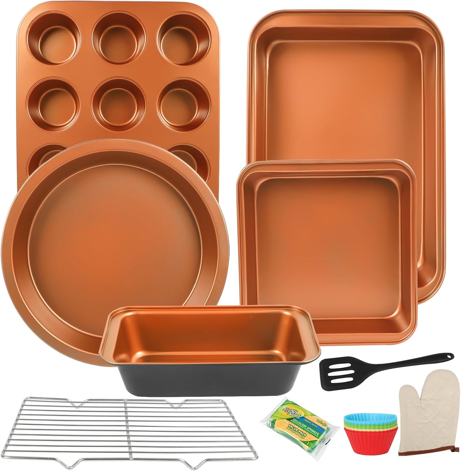 Amazon.com: Barlket 6-Pieces Baking Pans Set, Non Stick Bakeware Set ...