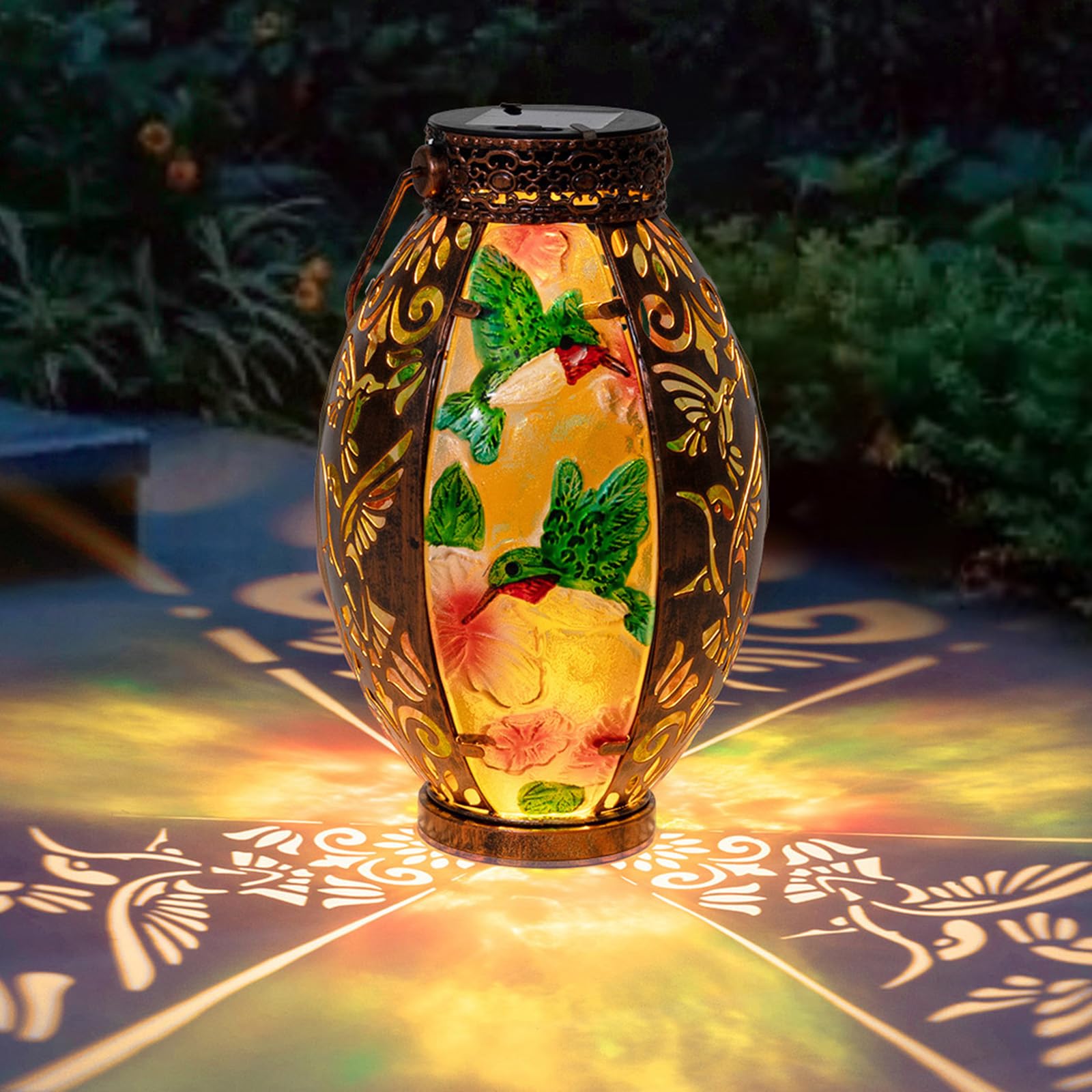 Amazon.com: Hanging Solar Lantern Outdoor Waterproof Glass Solar ...