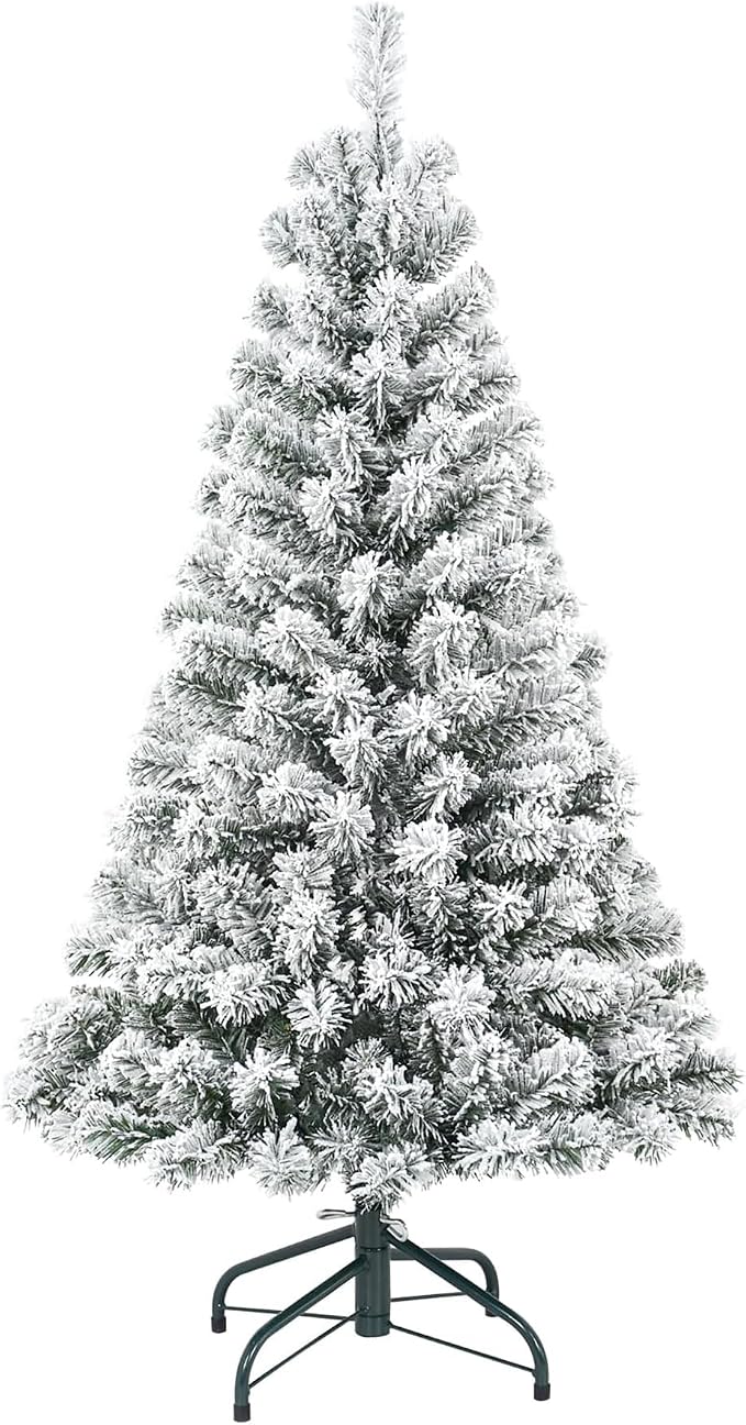 Amazon.com: Liguanow 4FT Flocked Artificial Christmas Tree, Full Unlit ...