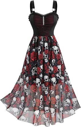 Amazon.com: ROSE GAL Rosegal Plus Size Gothic Dress for Women Halloween ...