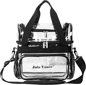 Amazon.com: Stadium Approved Double Decker Clear Work bag Transparent ...