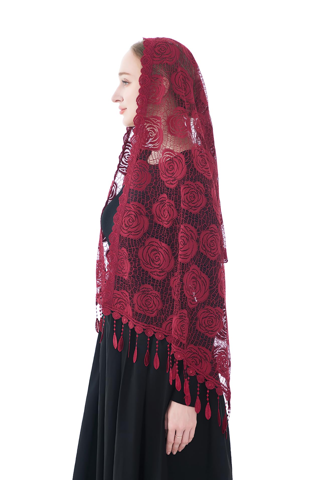 Snapklik.com : Wgior Rose Rectangular Chapel Veil Scarf Catholic Church ...