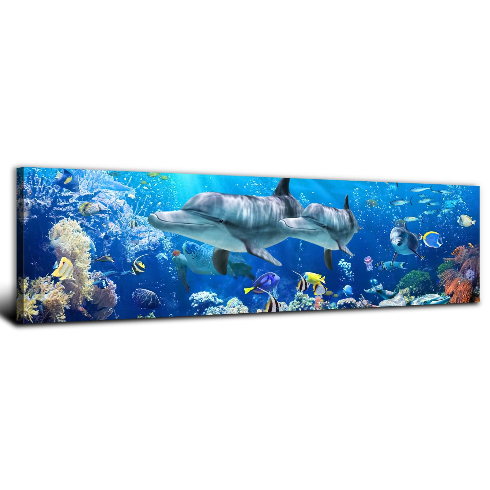 Amazon.com: Blue Ocean Wall Art Sea Dolphin Wall Decor Bathroom Picture ...