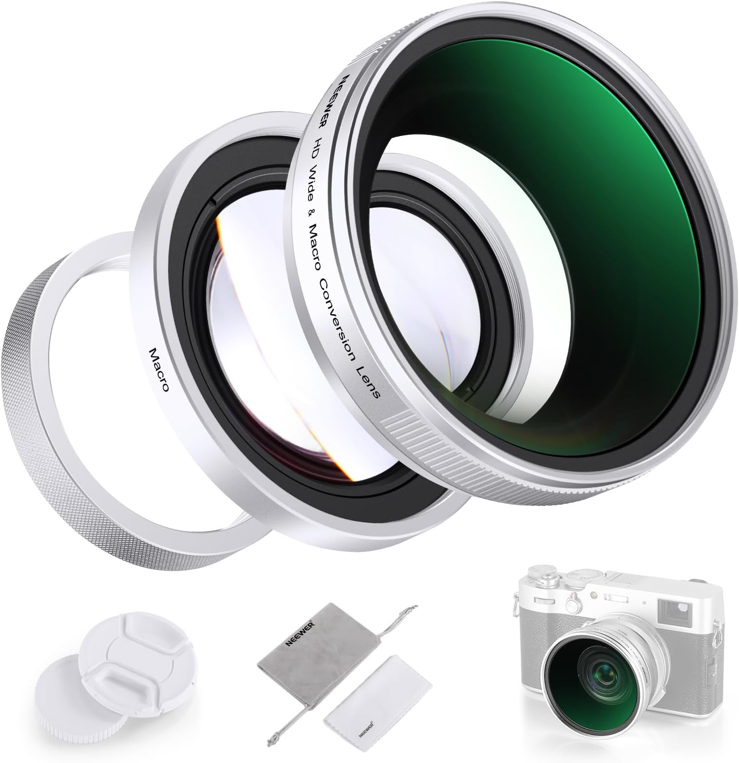 Amazon.com : NEEWER 49mm 0.75x Wide Angle & 1.4X Macro Additional Lens for X100 Series Cameras ...
