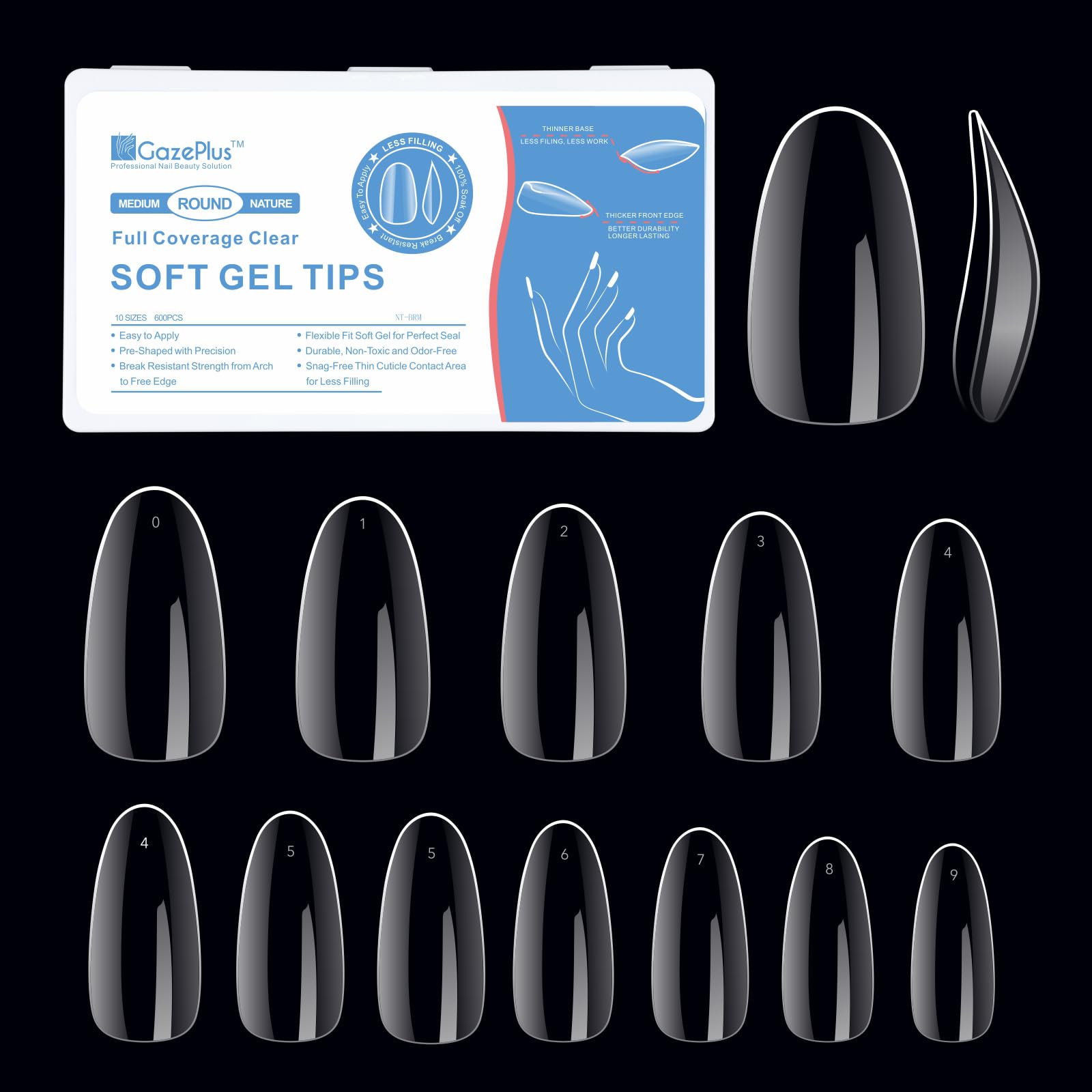 Amazon.com: GazePlus Fake Nail Tips - 600 pcs Medium Round Nail ...