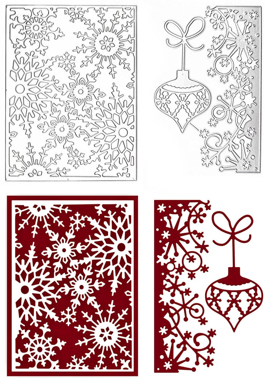 Amazon.com : Christmas Snowflake Metal Die Cuts, 2Pcs Rectangle Frame ...
