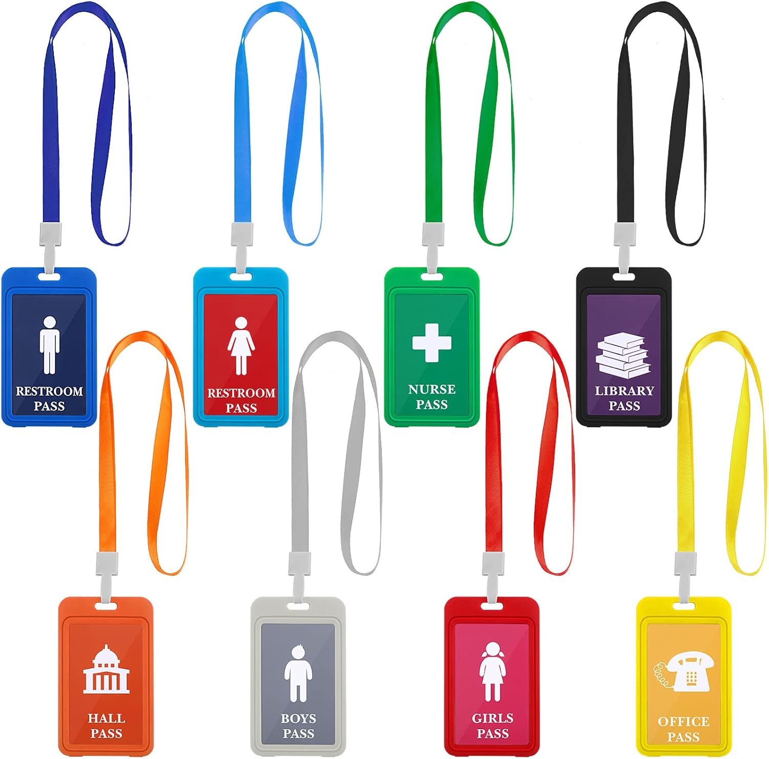 Amazon.com: 8 Pcs Hall Lanyards and School Passes Set Unbreakable PVC ...