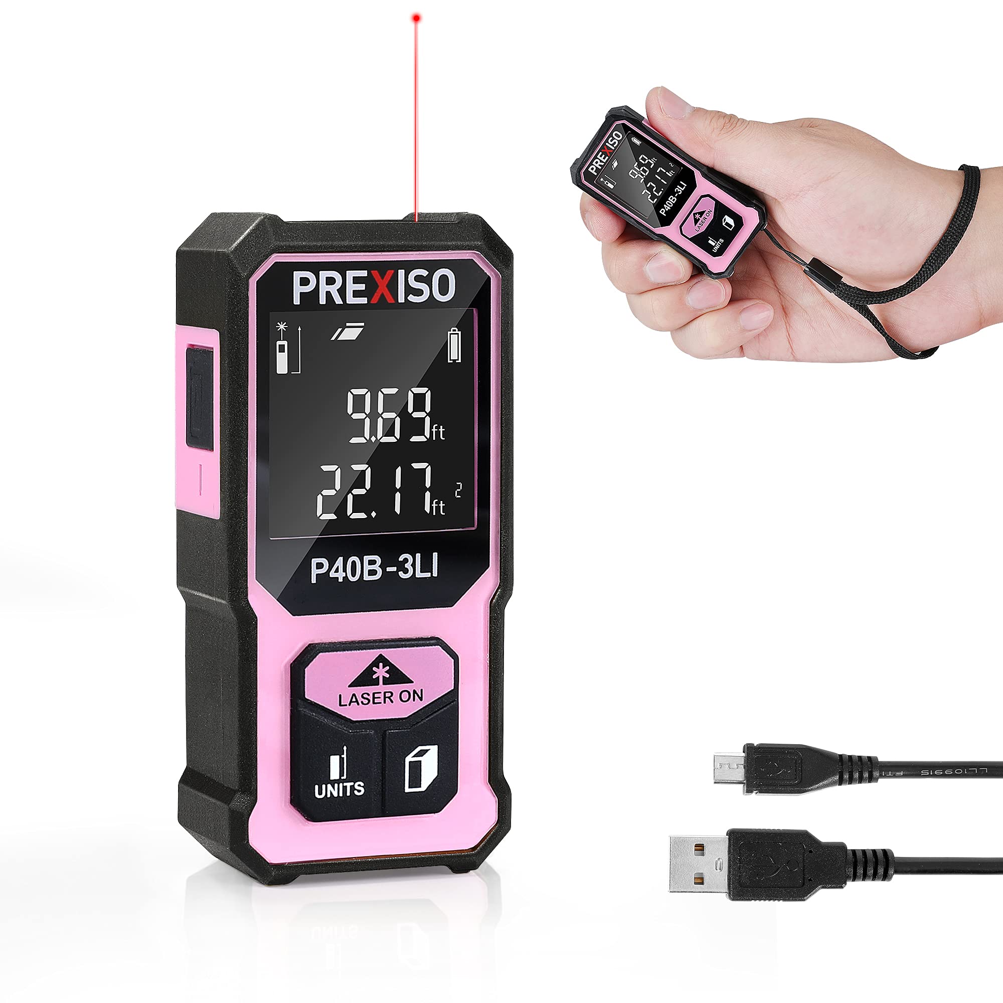 Buy PREXISO Mini Laser Measurement Tool, 135Ft Rechargeable Laser ...