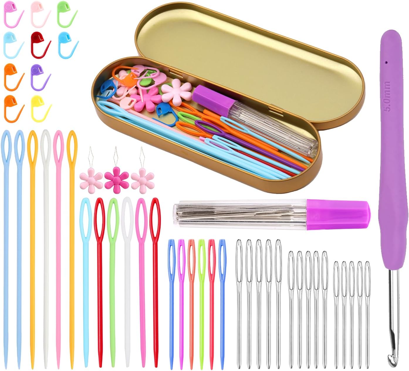 Amazon.com: 48Pcs Large Eye Needles Set,15PCS Large-Eye Blunt Needles ...