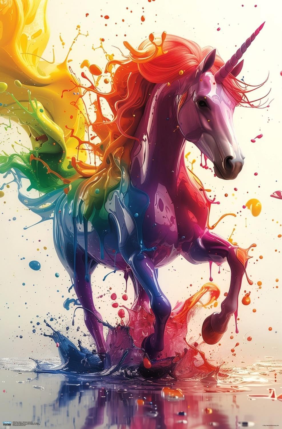 Amazon.com: Trends International Ray Heere - Rainbow Unicorn Wall ...
