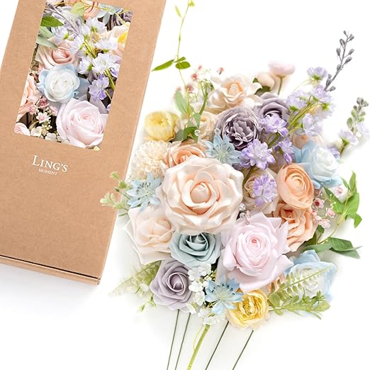 Amazon.com: Ling's Moment Fake Flowers Box, Faux Artificial Greenery ...
