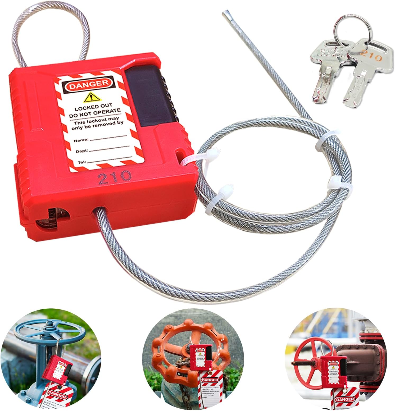 Amazon.com: QWORK Lockout Tagout Cable Lock, 8 Pack Adjustable Steel ...