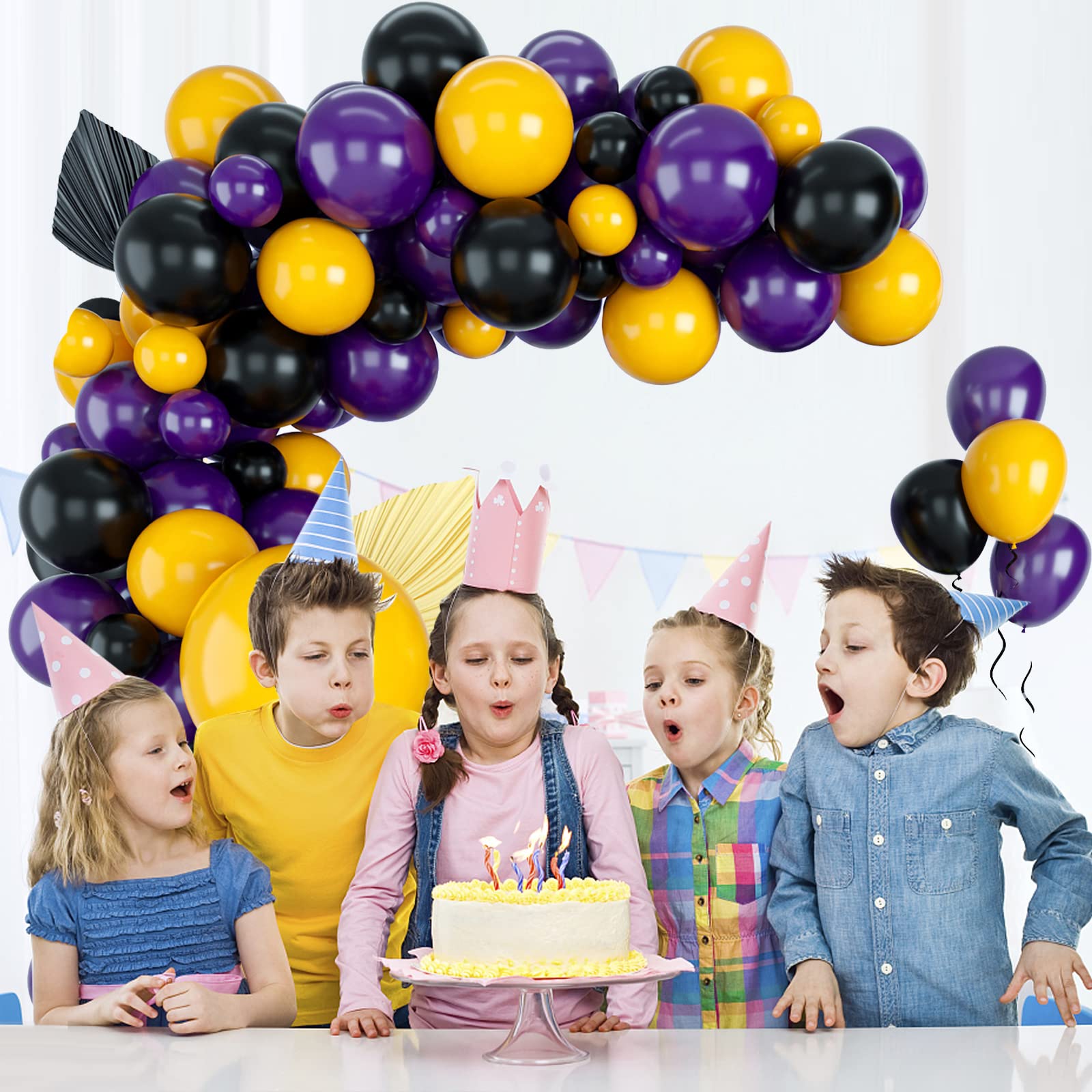 Snapklik.com : Purple Balloons Arch Kit, Black Purple Yellow Balloon ...