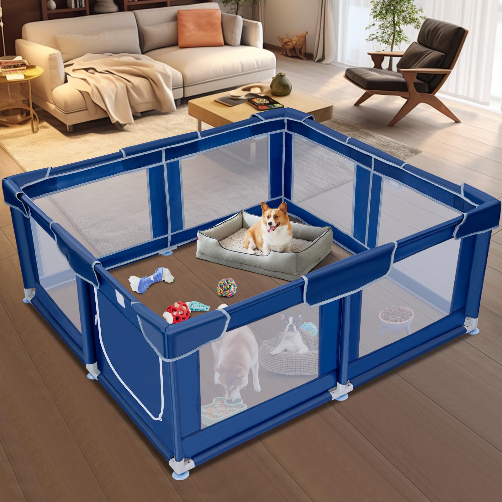Amazon.com : XVISHX 50x50x25.2 Inches Dog Playpen with Gate, Pet ...