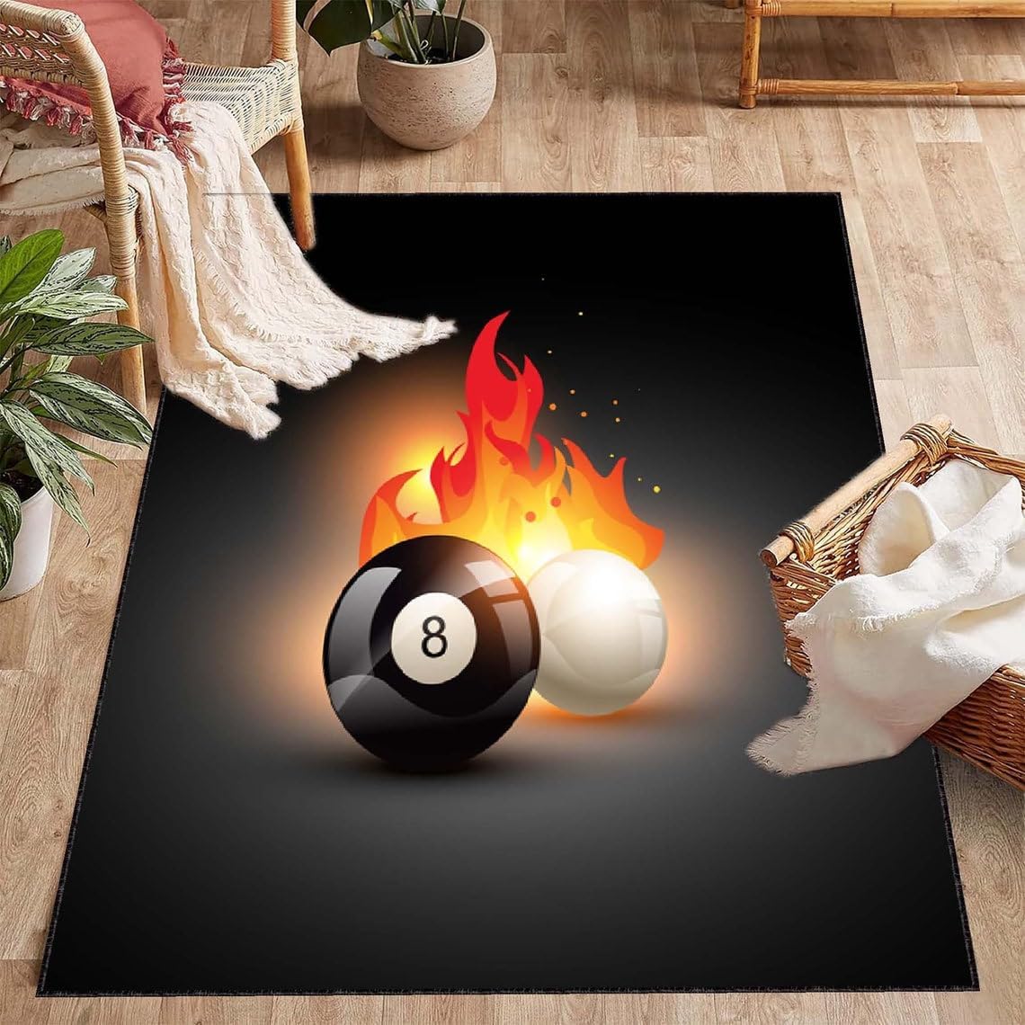 Amazon.com: Billiards Rug, Billiards Pattern Rug, Game Room Rug, Gamer ...